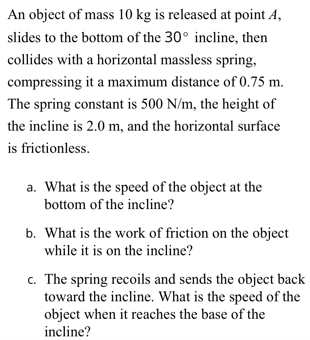 Solved An object of mass 10 ﻿kg is released at point | Chegg.com