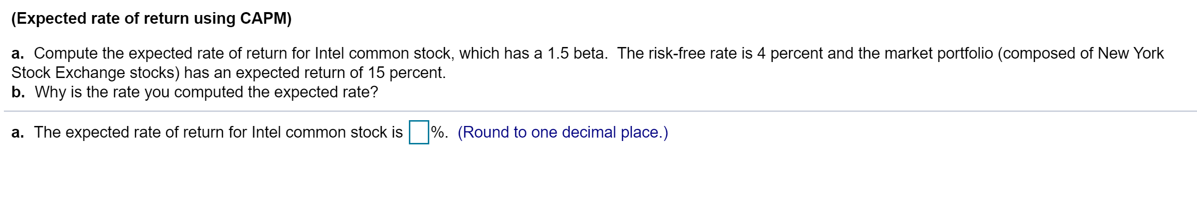 Solved (Expected rate of return using CAPM) a. Compute the | Chegg.com