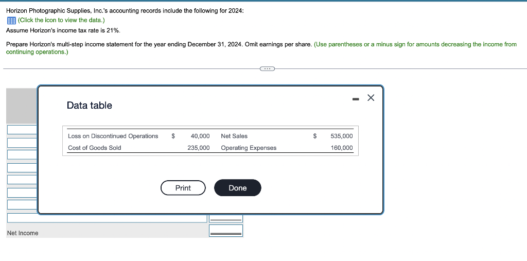 Solved Horizon Photographic Supplies, Inc.'s accounting | Chegg.com