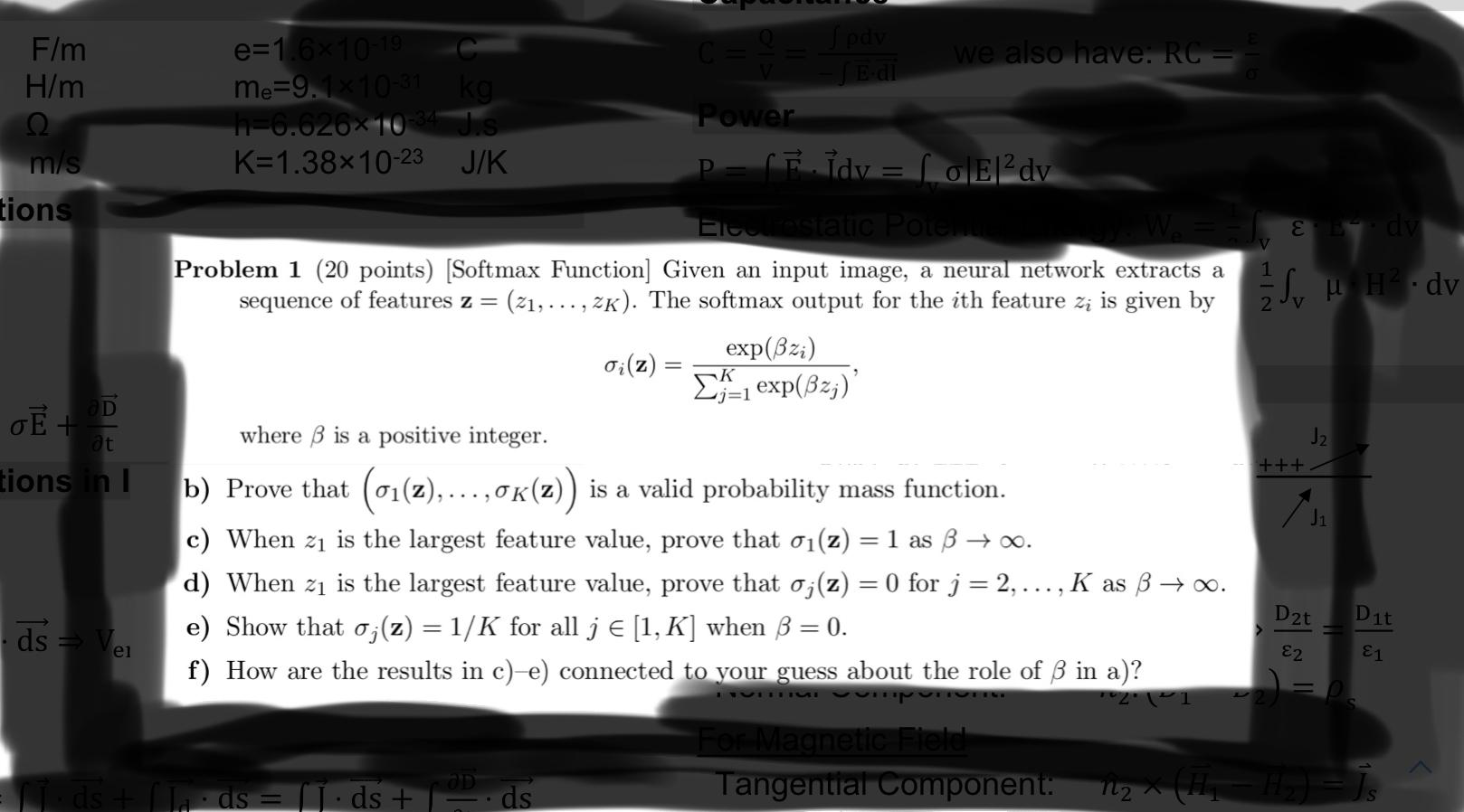 Solved m/sK=1.38×10−23 J/K Problem 1 (20 points) [Softmax | Chegg.com