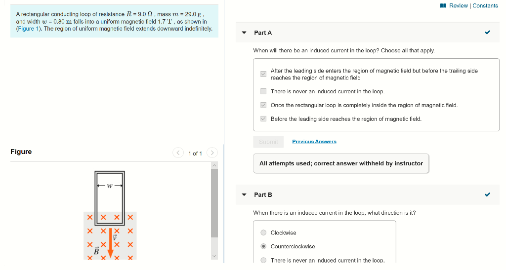 Solved Review Constants A rectangular conducting loop of | Chegg.com