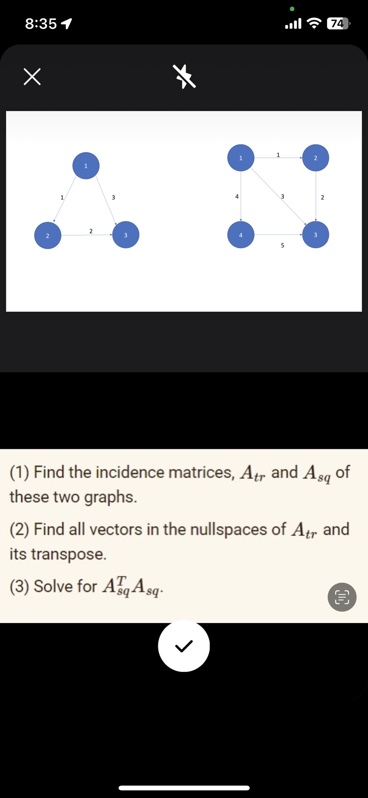 Solved (1) ﻿Find the incidence matrices, Atr ﻿and Asq | Chegg.com