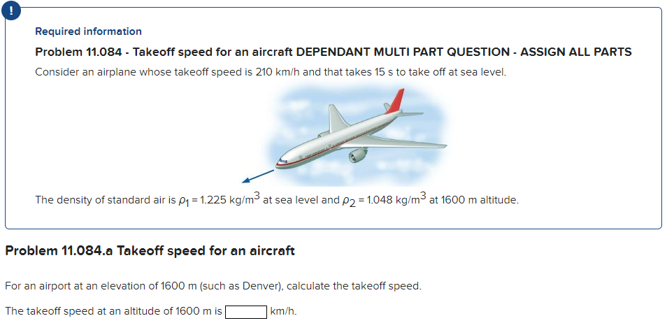 Solved Required information Problem 11.084 - Takeoff speed | Chegg.com