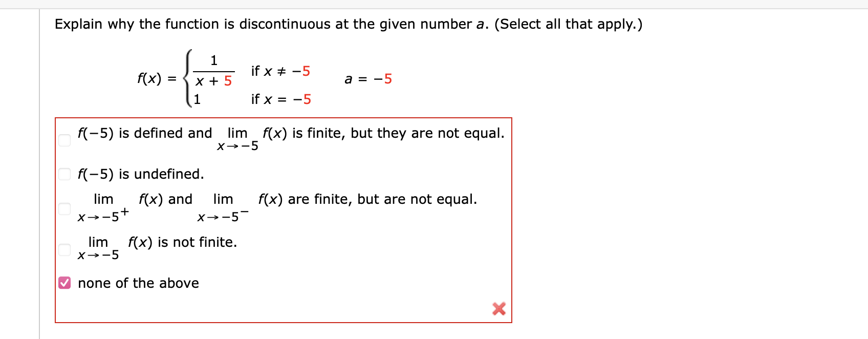 Solved Explain why the function is discontinuous at the | Chegg.com
