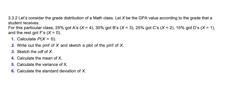 Solved 3.3.2 Let's consider the grade distribution of a Math | Chegg.com