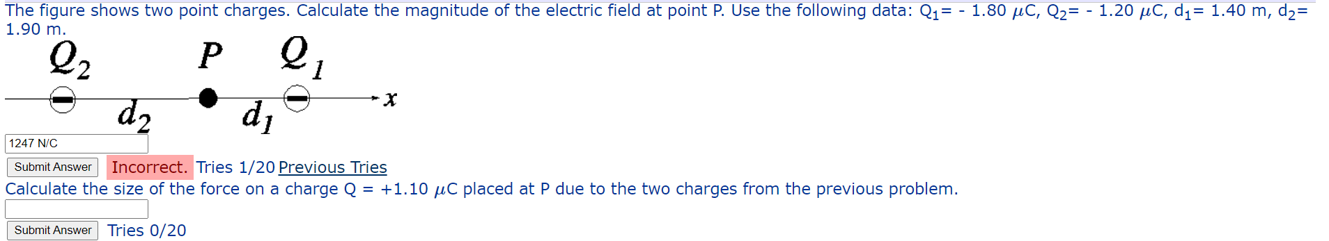 Solved The figure shows two point charges. Calculate the | Chegg.com