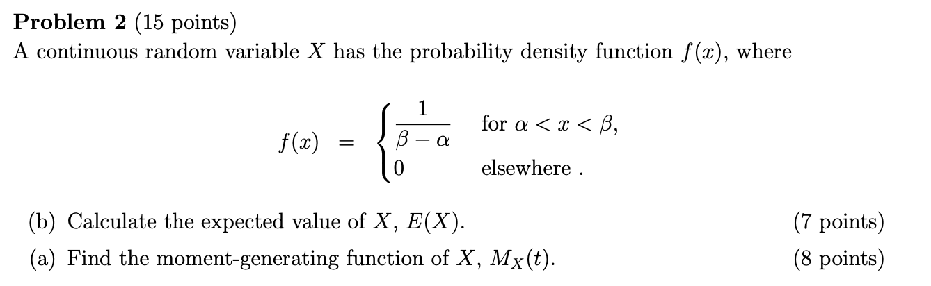 [solved] Problem 2 15 Points A Continuous Random Varia