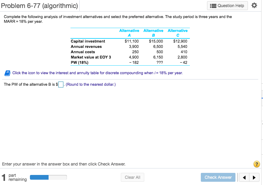 Solved Problem 6-77 (algorithmic) Question Help Complete the | Chegg.com