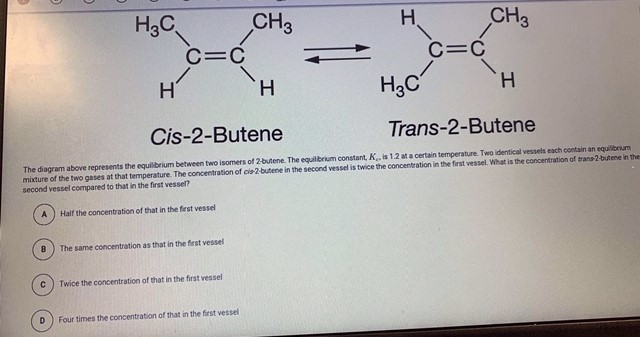 Solved H₃ CH₂ H CH₃ C= C2C=C H H₃C H Cis-2-Butene | Chegg.com
