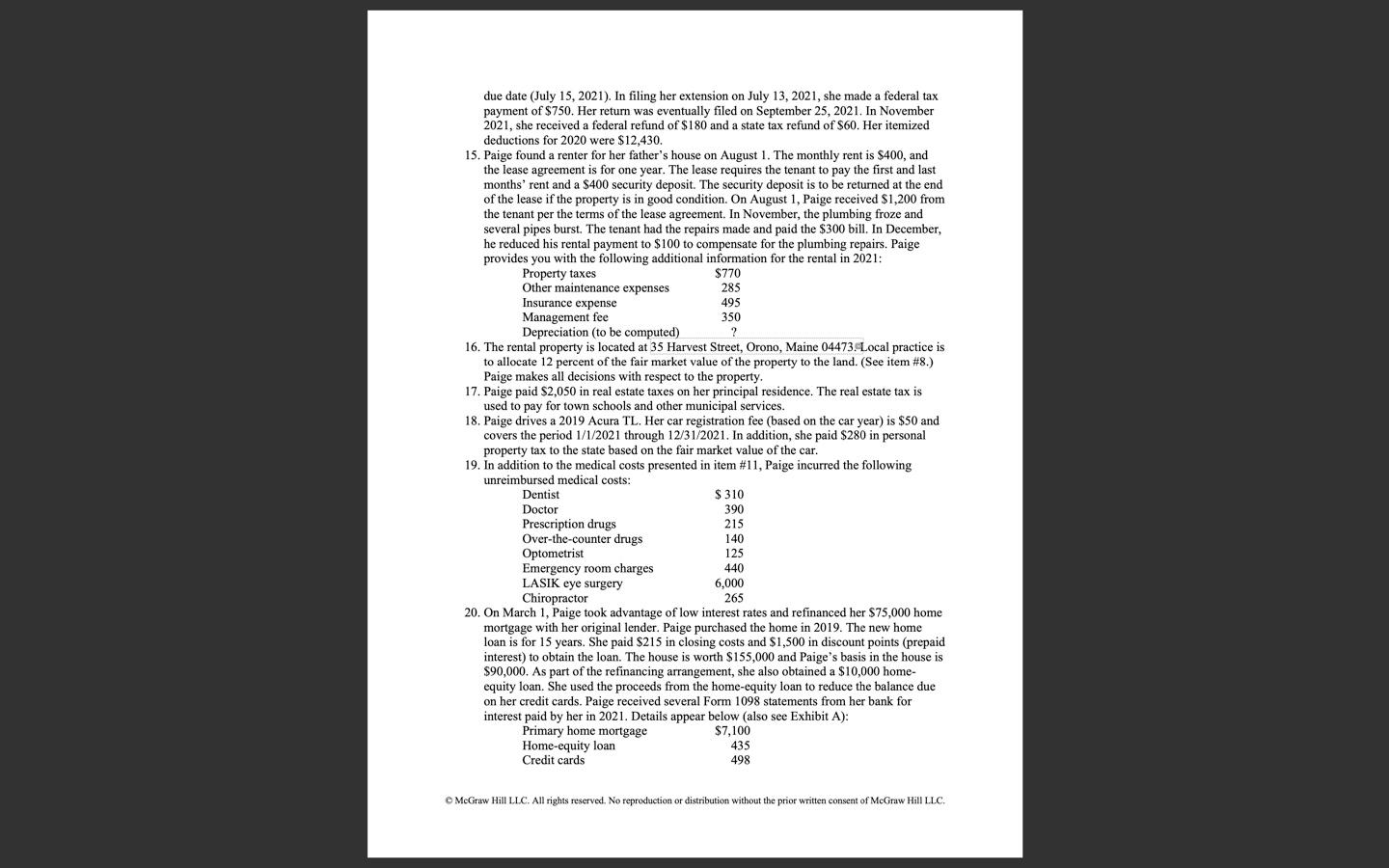 Individual Tax Return Problem 6 Required: - Use the | Chegg.com