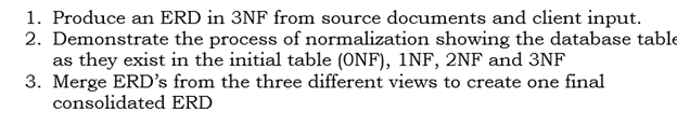Solved 1. Produce an ERD in 3NF from source documents and | Chegg.com