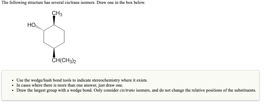Solved The following structure has several cis/trans | Chegg.com