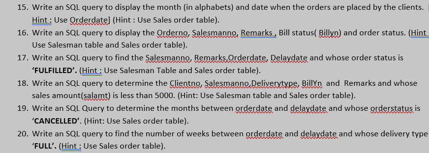 Solved Table Name : Salesman Master Column name Salesman | Chegg.com