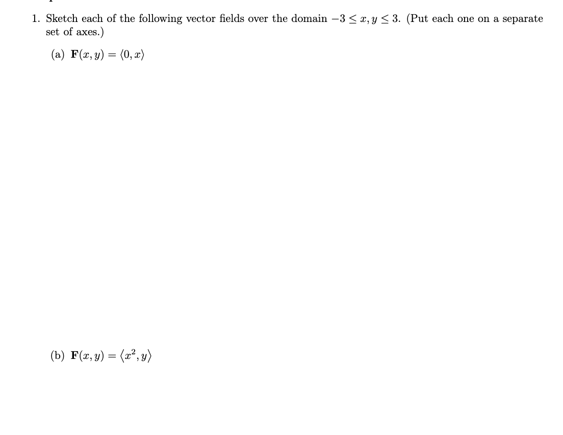 Solved 1. Sketch each of the following vector fields over | Chegg.com