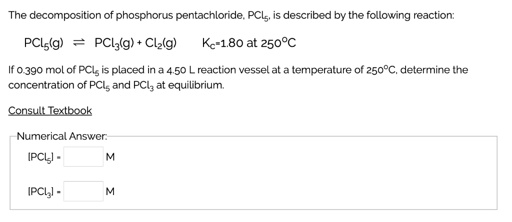 Solved The decomposition of phosphorus pentachloride, PCl5, | Chegg.com
