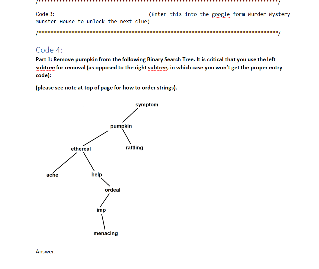 Solved Code 3: (Enter this into the google form Murder | Chegg.com