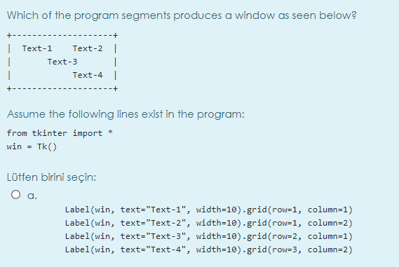 Solved Which of the program segments produces a window as | Chegg.com