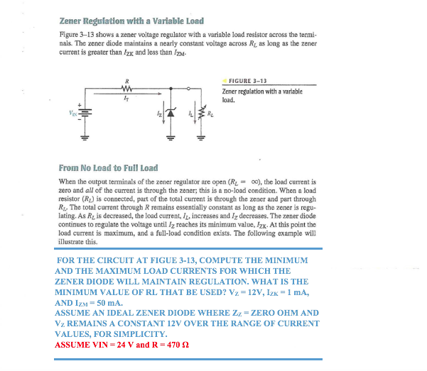 Solved Zener Regulation with a variable Load Figure 3-13 | Chegg.com