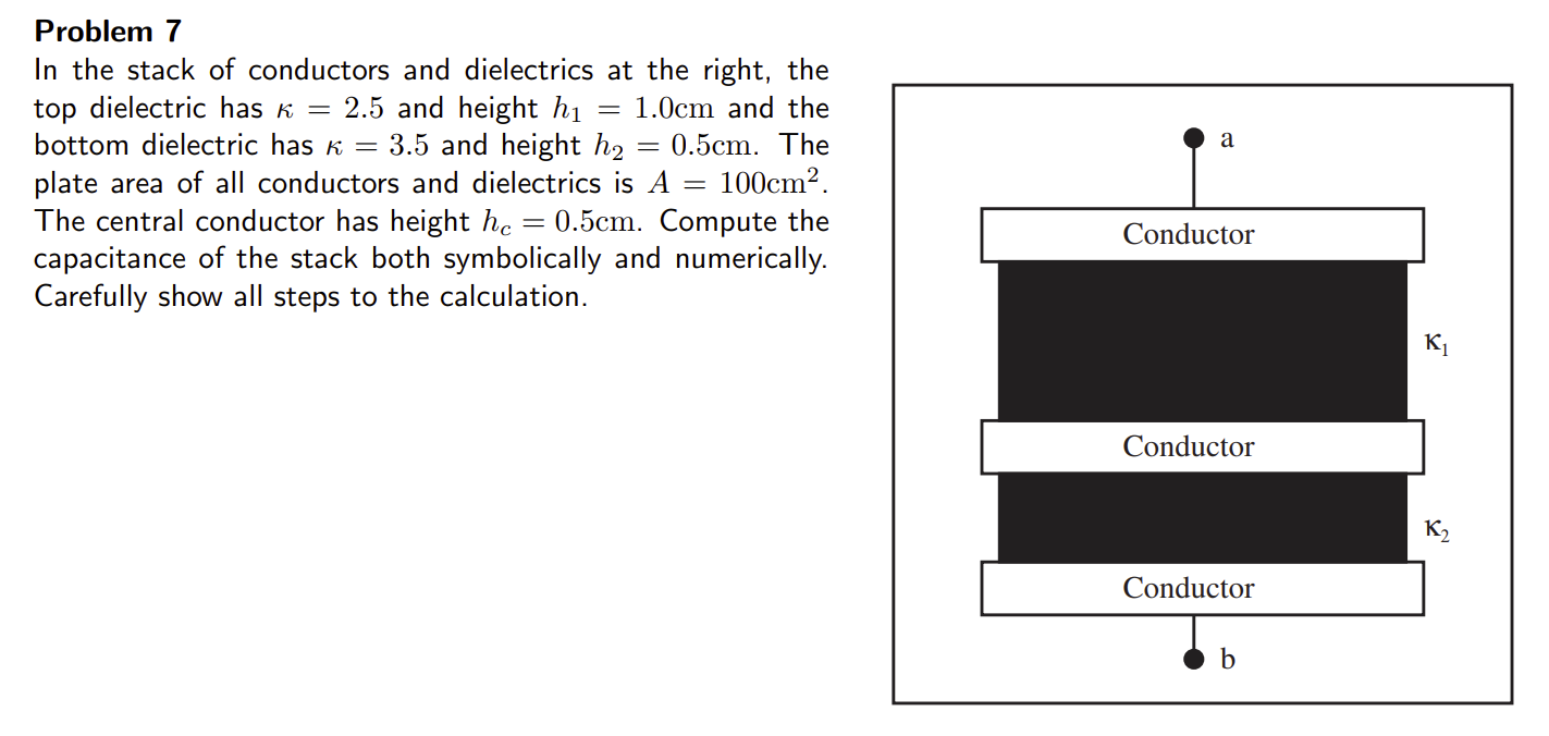 Solved In the stack of conductors and dielectrics at the | Chegg.com