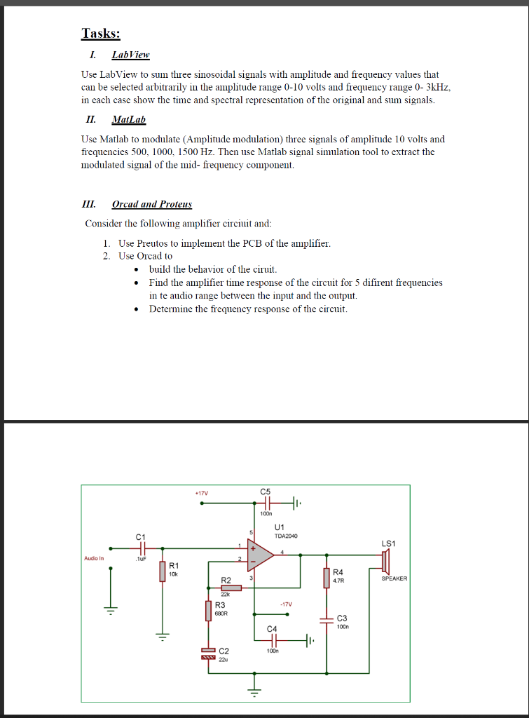 Tasks: 1. LabView Use LabView to sum three sinosoidal | Chegg.com