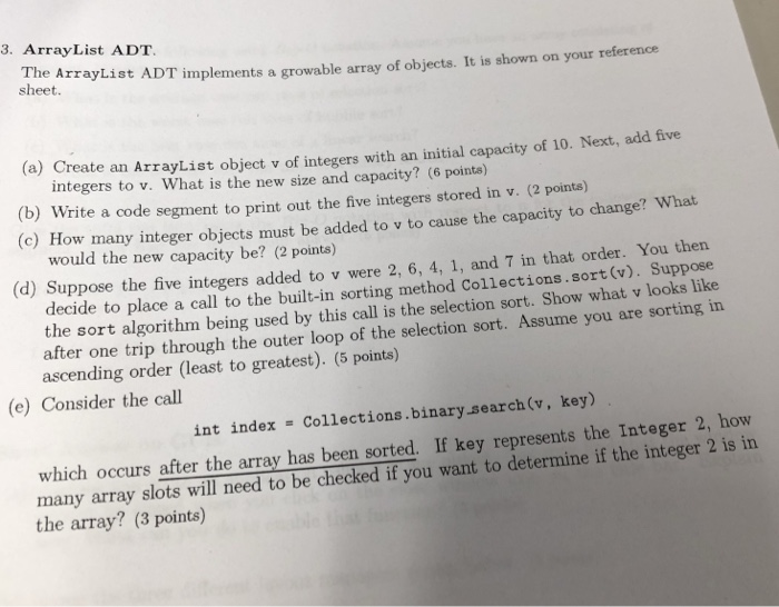 Solved 3 Arraylist Adt Th E Arraylist Adt Implements A 6837