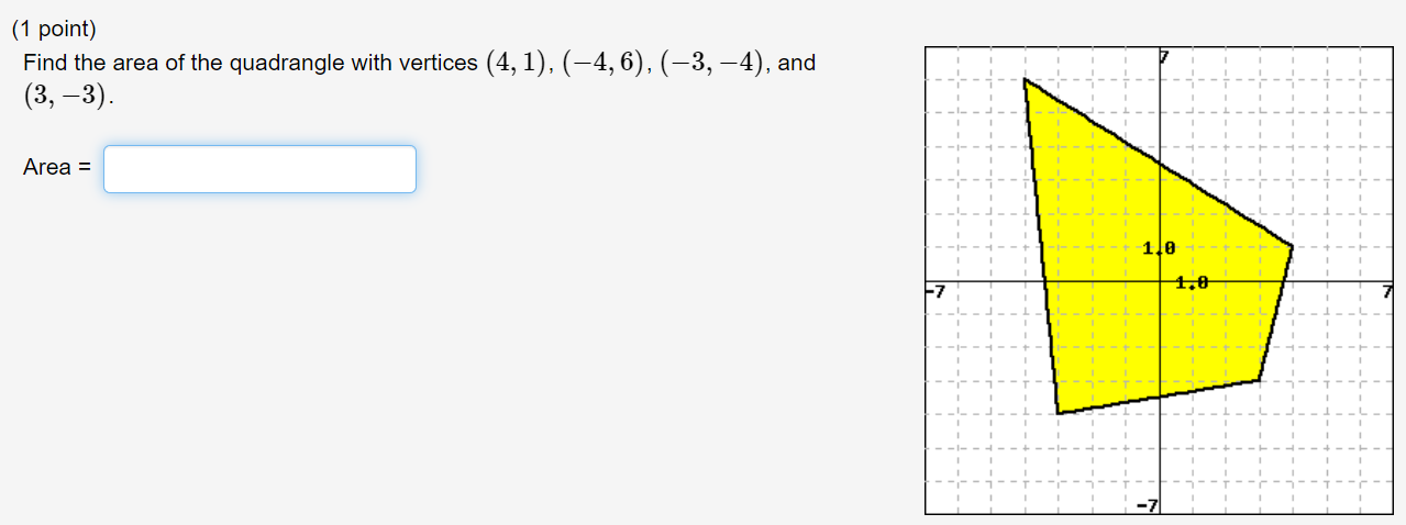 (1 point) Find the area of the quadrangle with | Chegg.com
