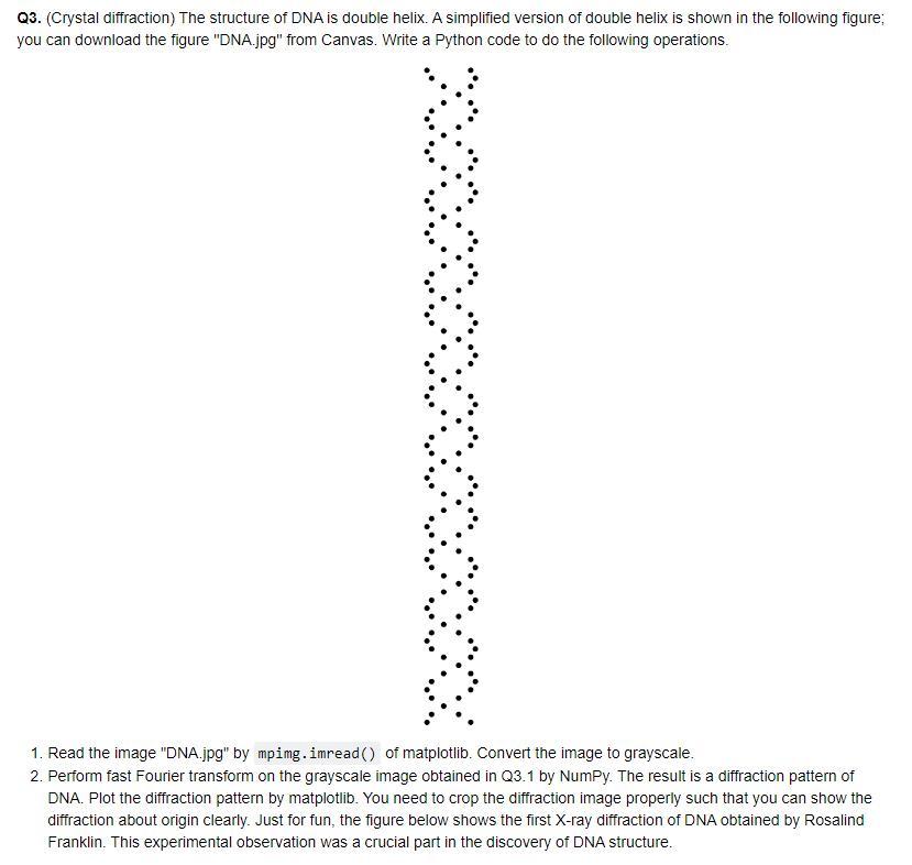 Solved Q3. (Crystal diffraction) The structure of DNA is | Chegg.com