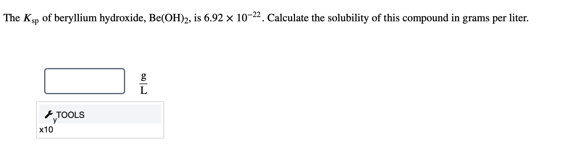 Solved The 𝐾sp of beryllium hydroxide, Be(OH)2, is | Chegg.com