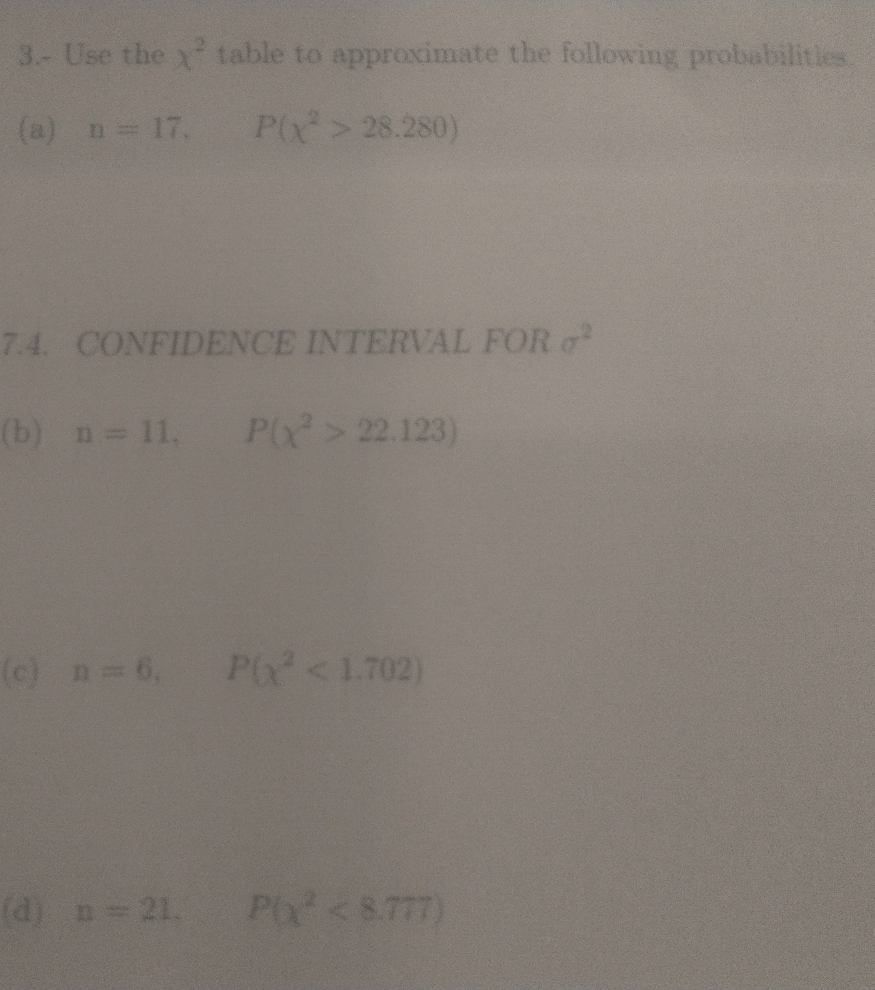 Solved 3.- Use the χ2 table to approximate the following | Chegg.com