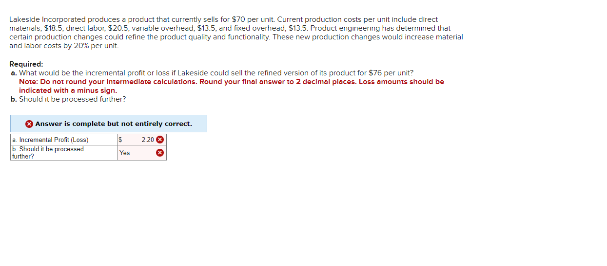 Solved Lakeside Incorporated produces a product that | Chegg.com