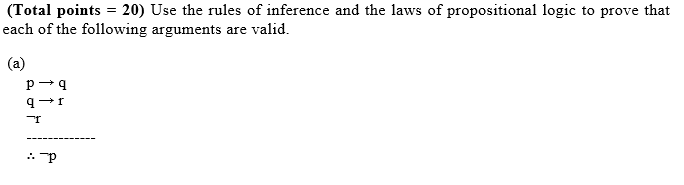 Solved (Total points = 20) Use the rules of inference and | Chegg.com