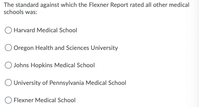 Solved The standard against which the Flexner Report rated | Chegg.com