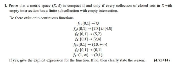 Solved 1. Prove that a metric space (X,d) is compact if and | Chegg.com