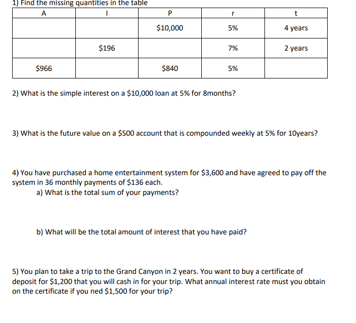 Solved 1) Find the missing quantities in the table 2) What | Chegg.com