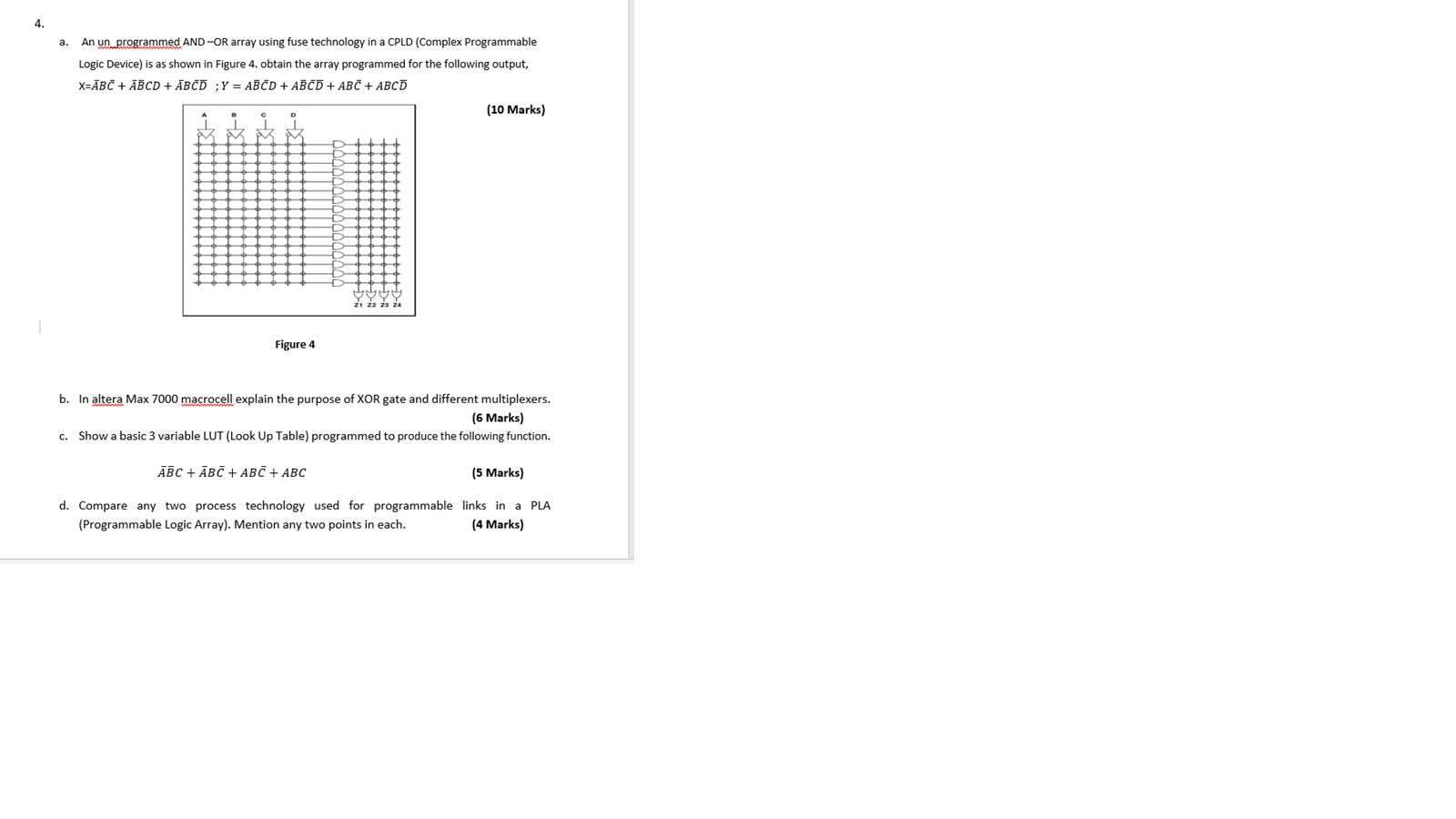 4. a. An un programmed AND-OR array using fuse | Chegg.com
