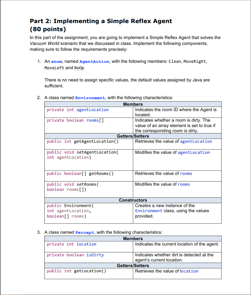 Solved Part 2: Implementing a Simple Reflex Agent (80 | Chegg.com