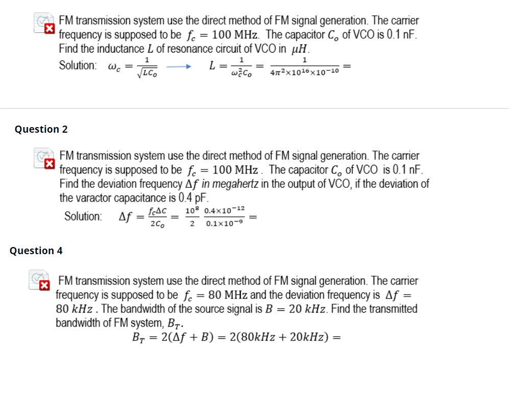 Solved FM transmission system use the direct method of FM | Chegg.com