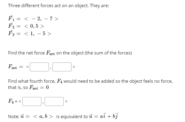 Solved Three different forces act on an object. They are: F1 | Chegg.com