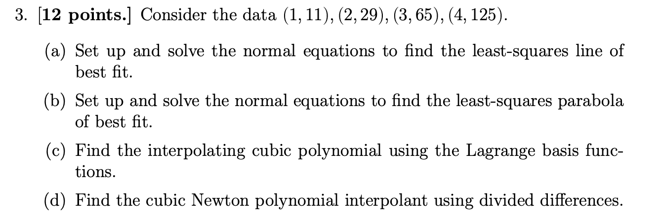 Solved 3. [12 points.] Consider the data | Chegg.com