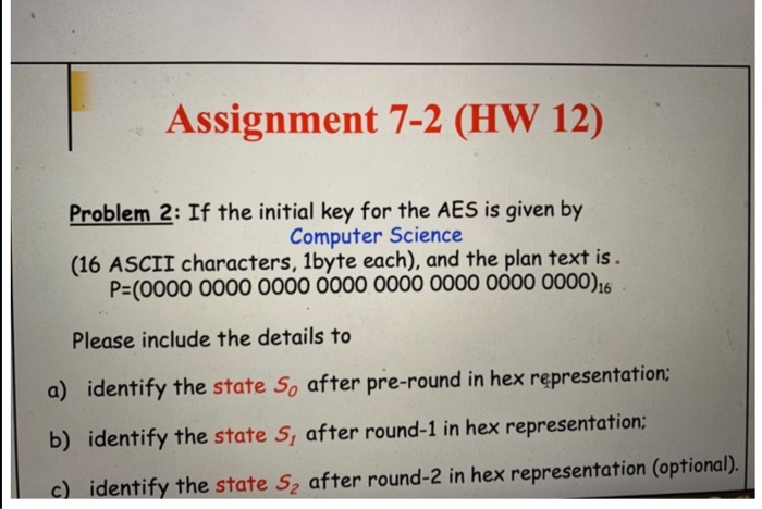Assignment 7-2 (HW 12) Problem 2: If the initial key | Chegg.com