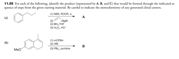 Solved 11.55 For each of the following, identify the product | Chegg.com