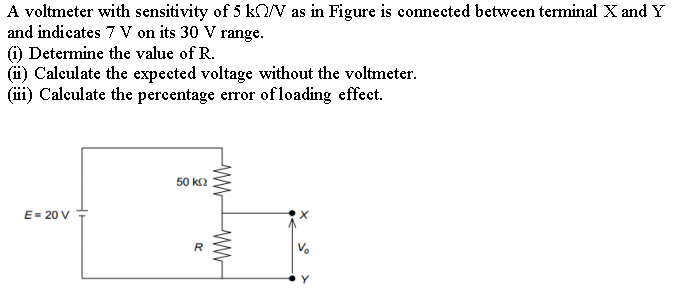 Solved A voltmeter with sensitivity of 5 kON as in Figure is | Chegg.com
