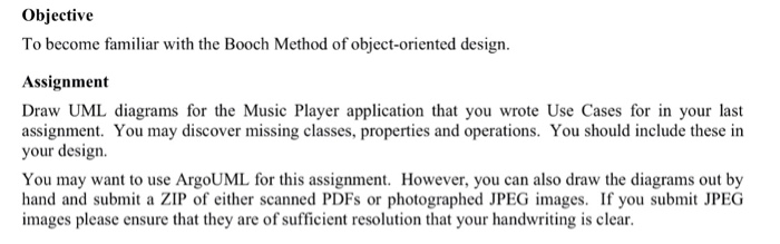 Solved Objective To become familiar with the Booch Method of | Chegg.com