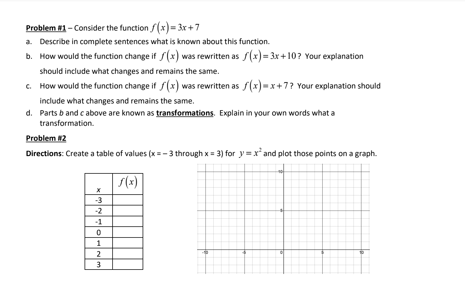 Solved = a. C. Problem #1 – Consider the function f (x)=3x | Chegg.com