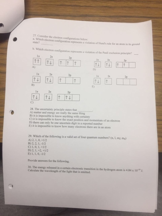 Solved Consider the electron configurations below. a. Which | Chegg.com