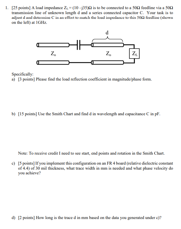 [25 ﻿points] ﻿A load impedance | Chegg.com