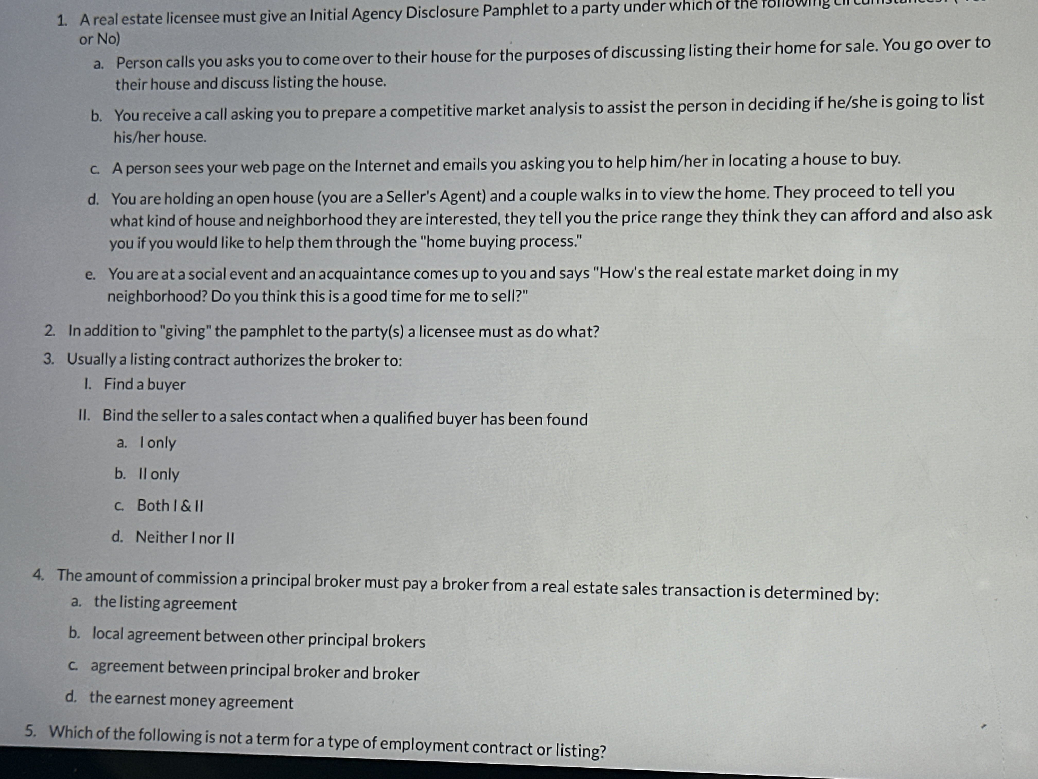 Solved 1. A real estate licensee must give an Initial Agency | Chegg.com