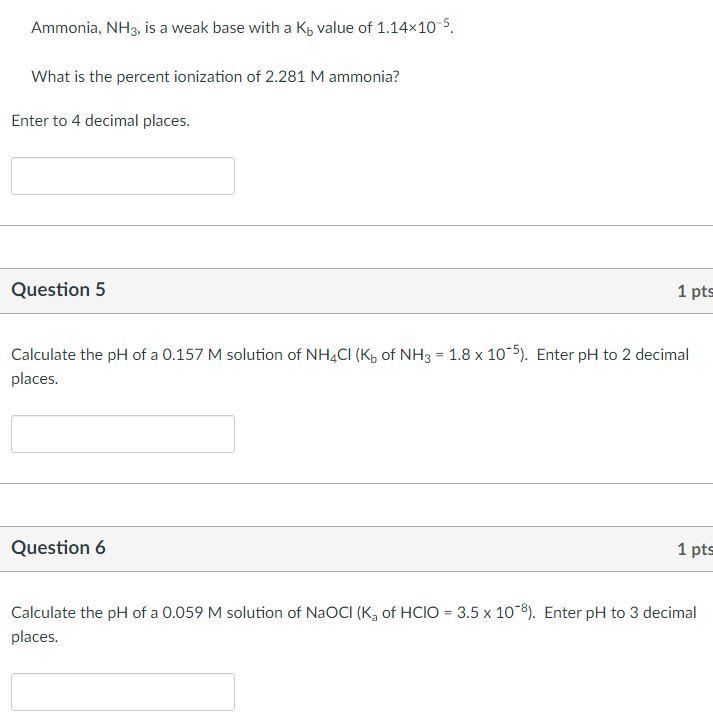 Solved Ammonia, NH3, is a weak base with a Ko value of | Chegg.com