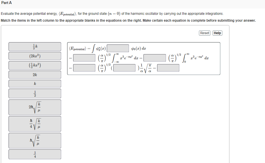 Solved Part A Evaluate the average potential energy, | Chegg.com
