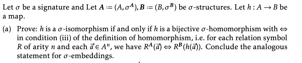 Solved Let σ be a signature and Let A:=(A,σA),B:=(B,σB) be | Chegg.com